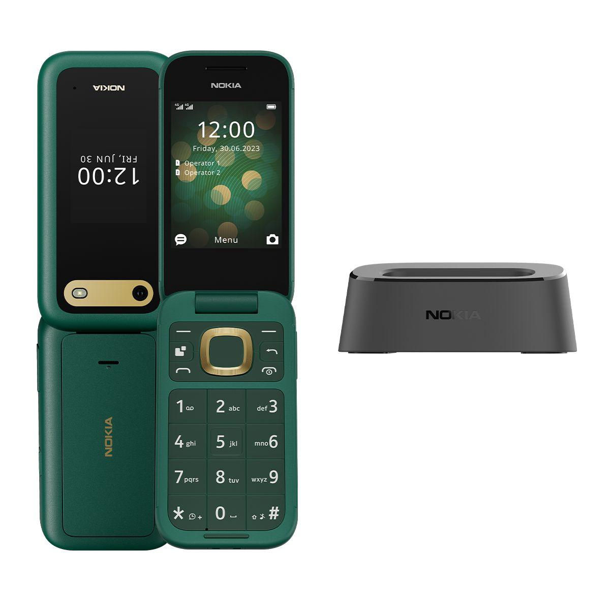 Zestaw Nokia 2660 4G Flip Dual Sim Zielona + Stacja Ładująca Zielony ...